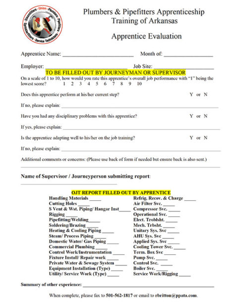FORMS | Plumbers and Pipefitters Apprenticeship Training of Arkansas